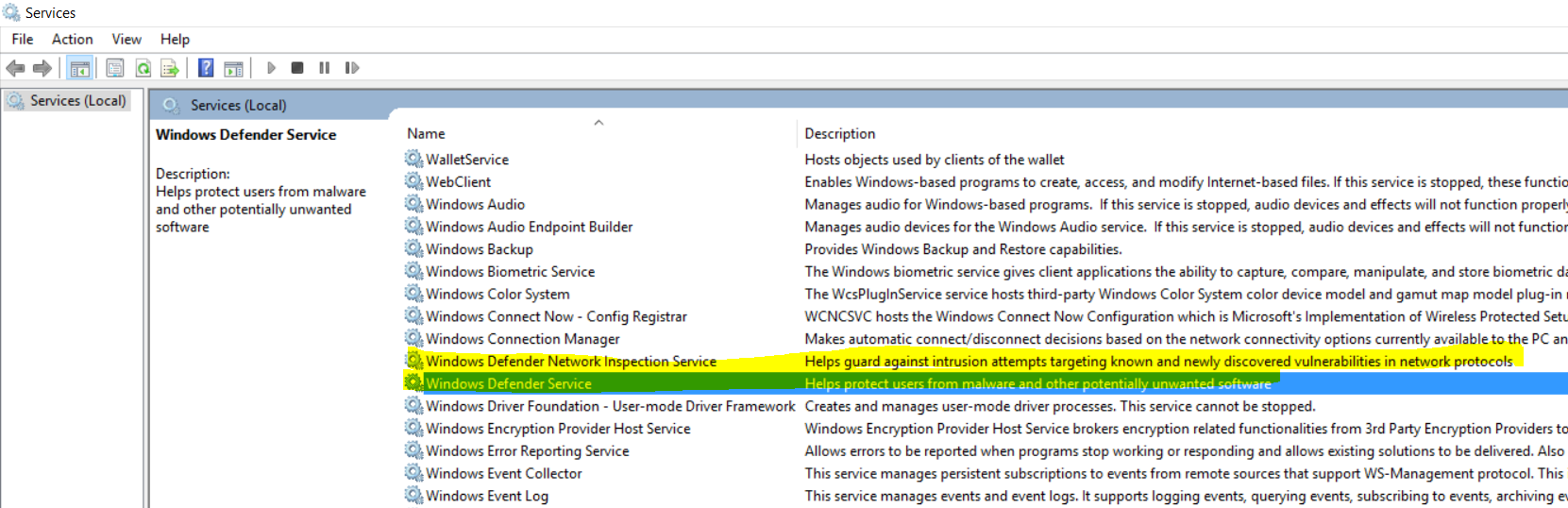 Windows Defender for Windows 10 and other Editions