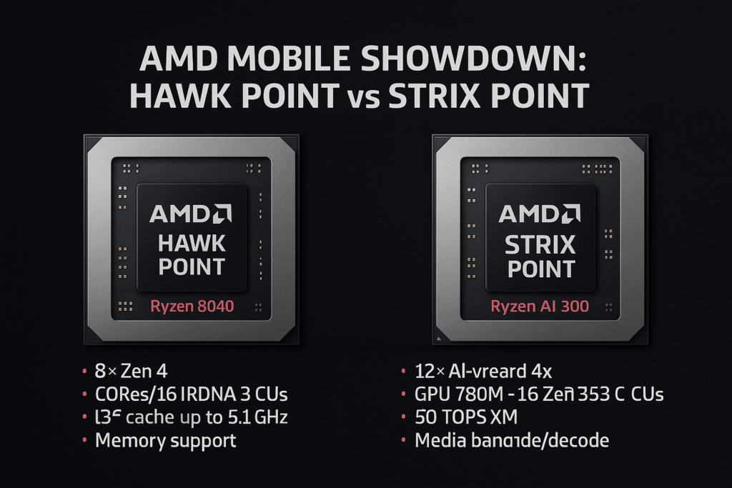 AMD Hawk Point vs Strix Point Specs Ryzen 8040 vs AI 300