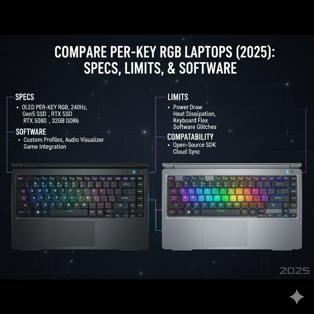 Compare Per-Key RGB Laptops (2025): Specs, Limits, & Software