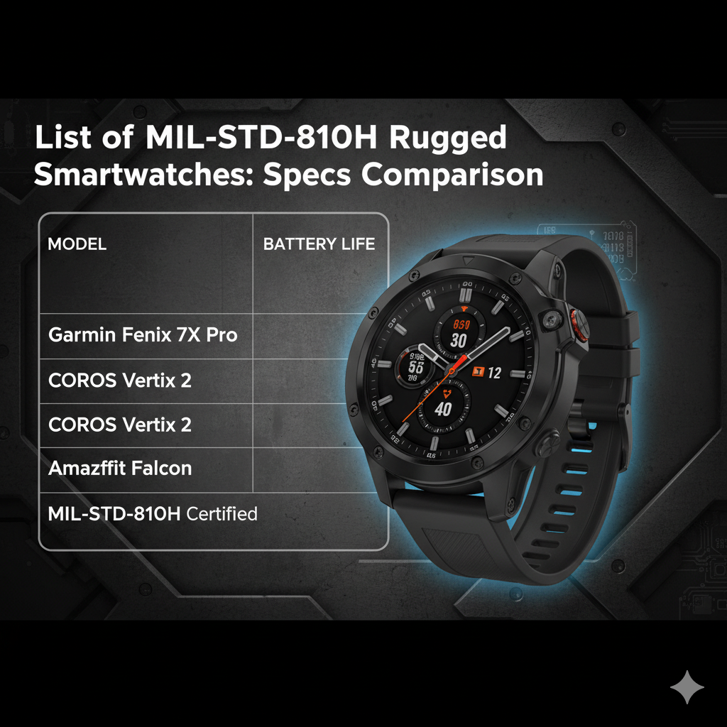 List of MIL-STD-810H Rugged Smartwatches: Specs Comparison
