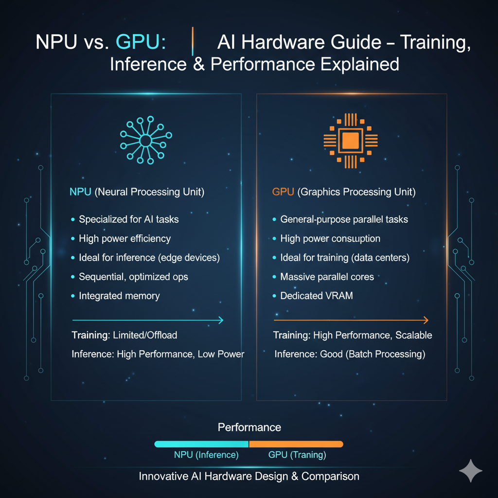 NPU vs. GPU: AI Hardware Guide – Training, Inference & Performance Explained